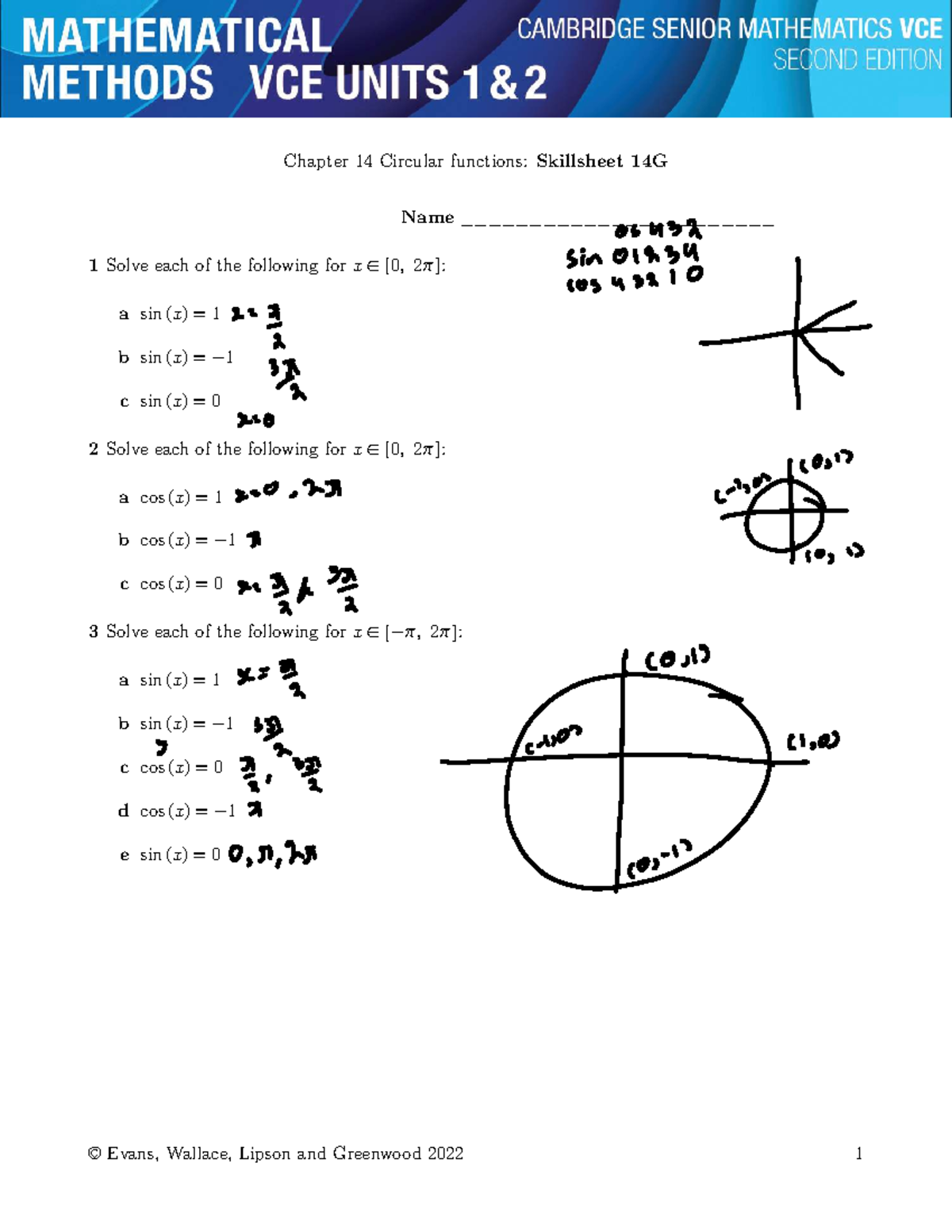 14G Skillsheet: Solving Circular Functions for x - Studocu