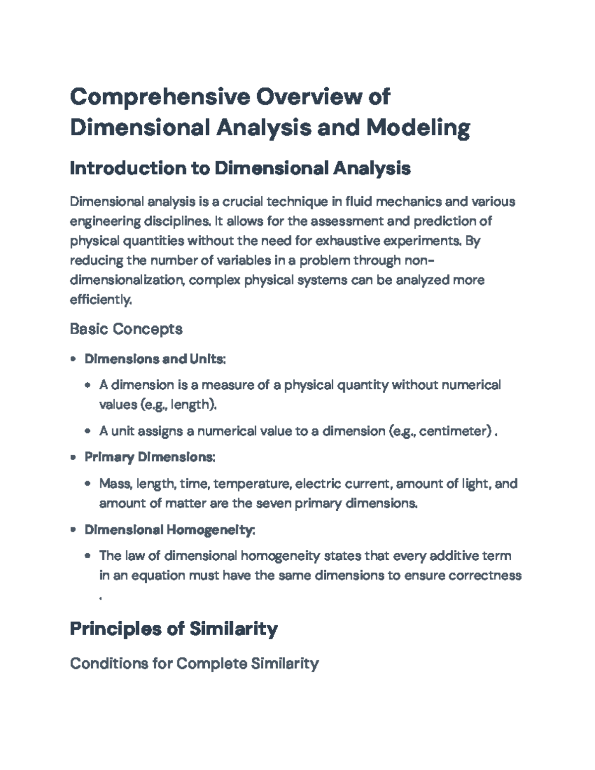 Dimensional Analysis and Modeling in Fluid Mechanics: An Overview ...