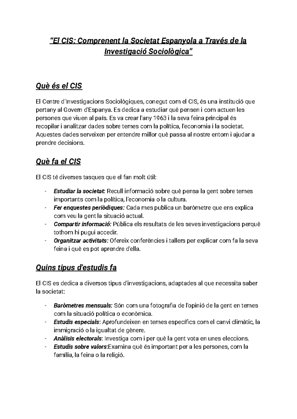 Juan Carlos Rodr guez - 4. El CIS (Centre d'investigacions sociològiques) - “El CIS: Comprenent ...