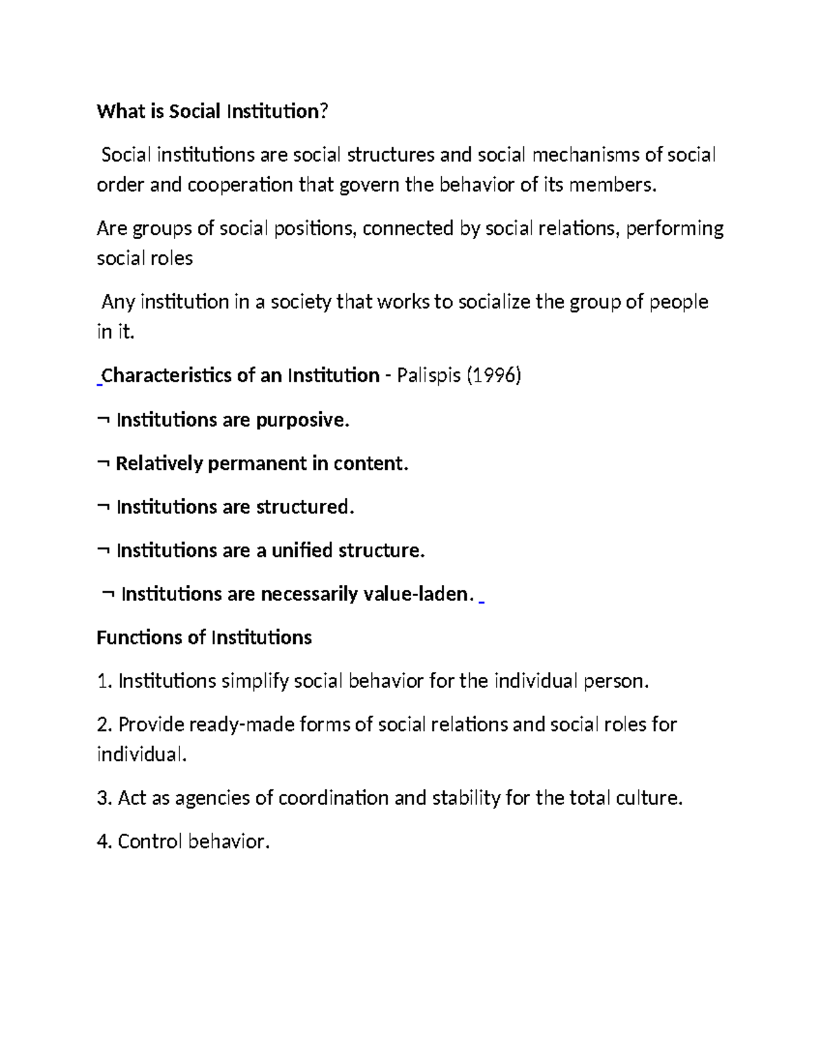 SOC 101 Lect. 3.4 Understanding Social Institutions and Their Functions ...