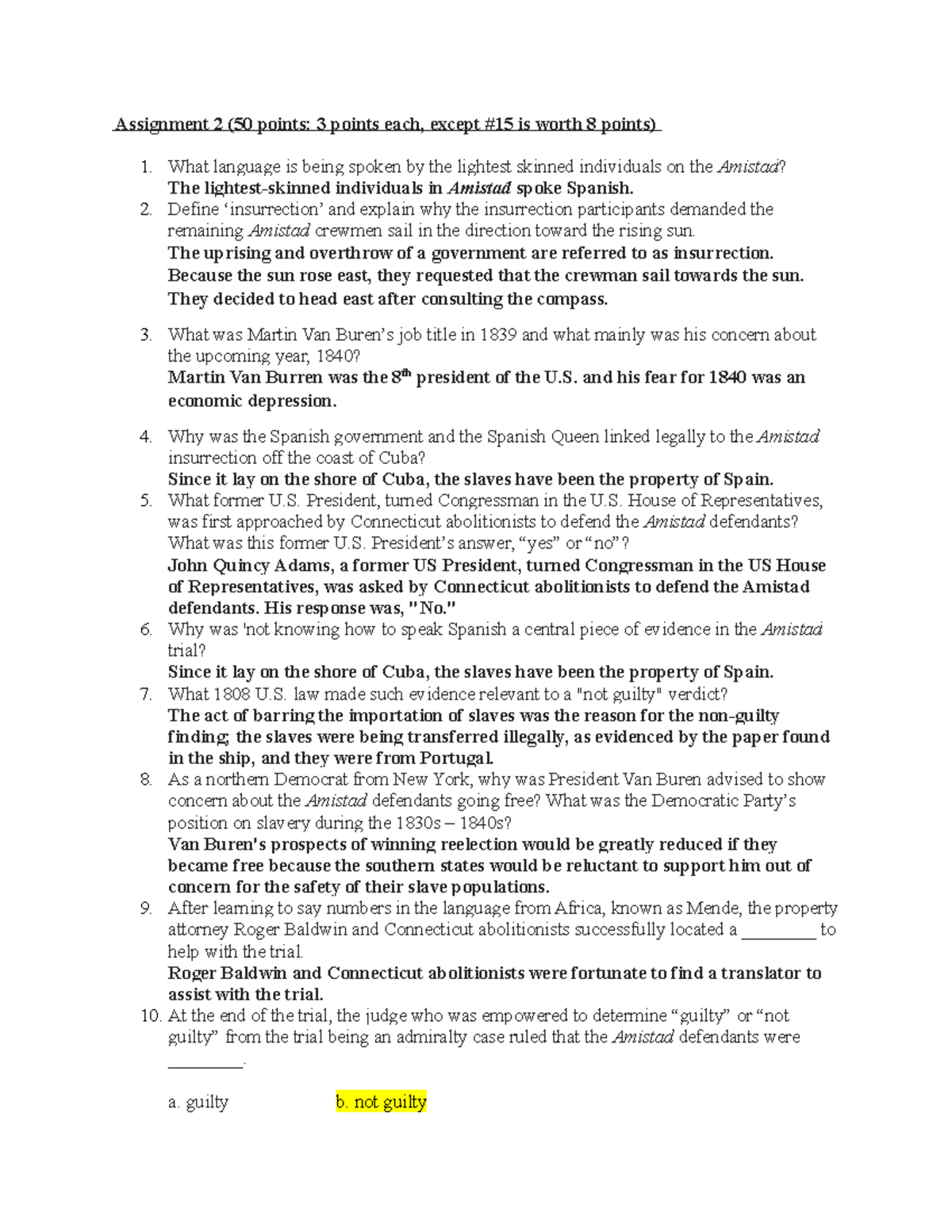 Amistad Film Assignment 2: Analysis and Key Questions - Studocu