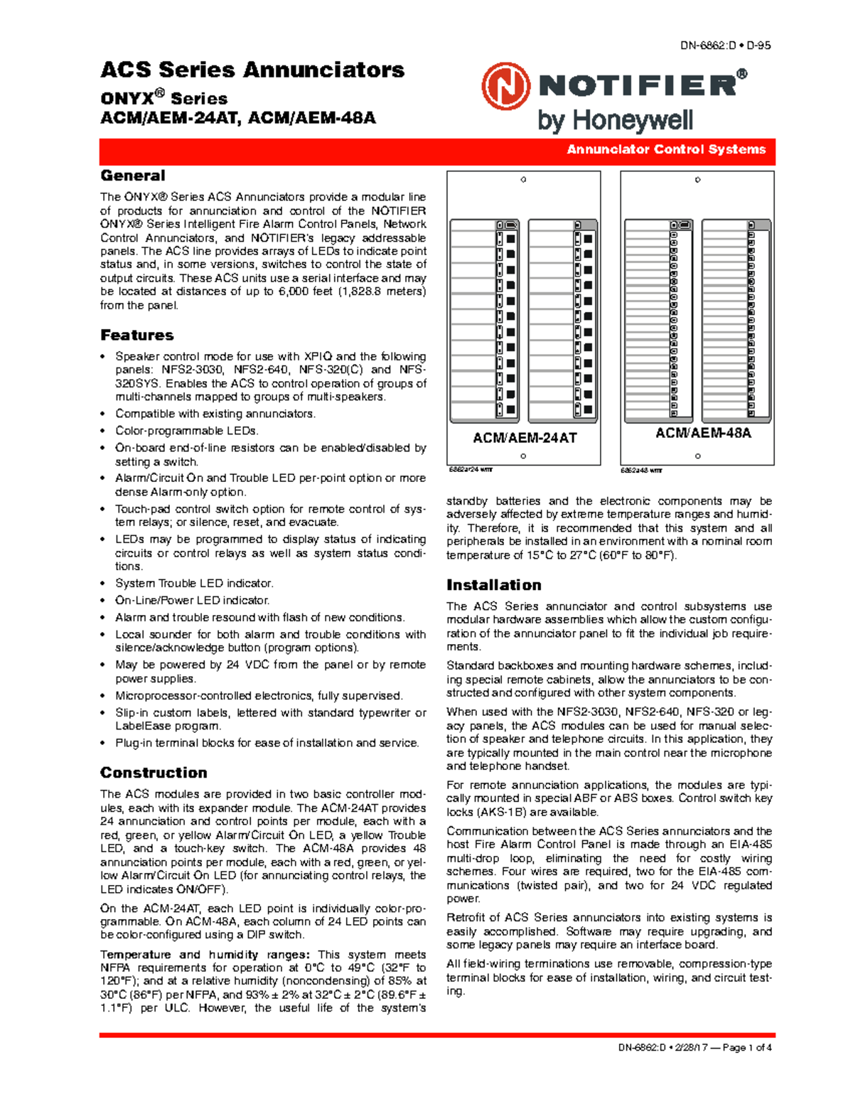 ACM-24AT Fire Alarm System Datasheet and Features Overview - Studocu