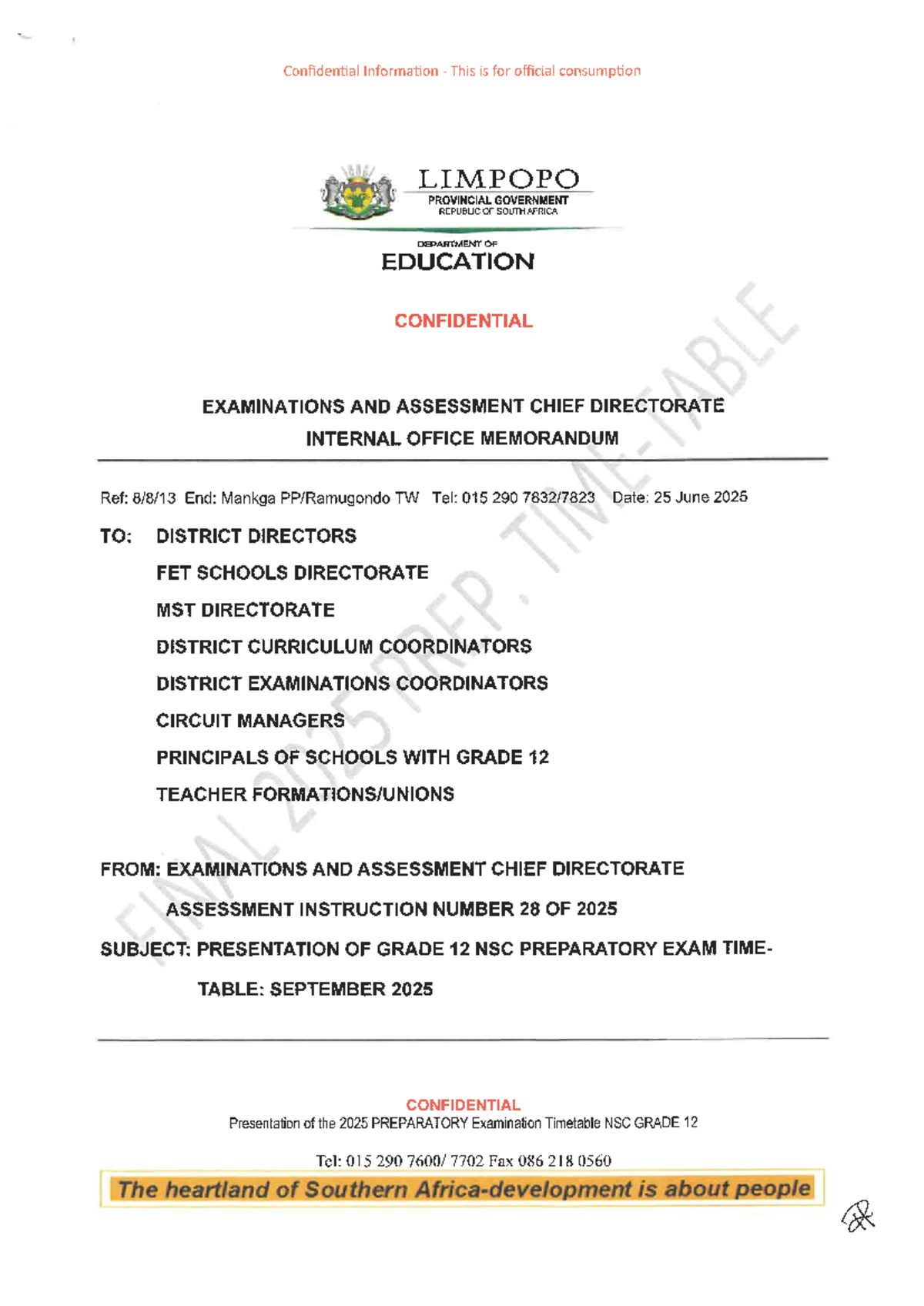 2025 NSC Grade 12 Preparatory Exam Timetable - Studocu