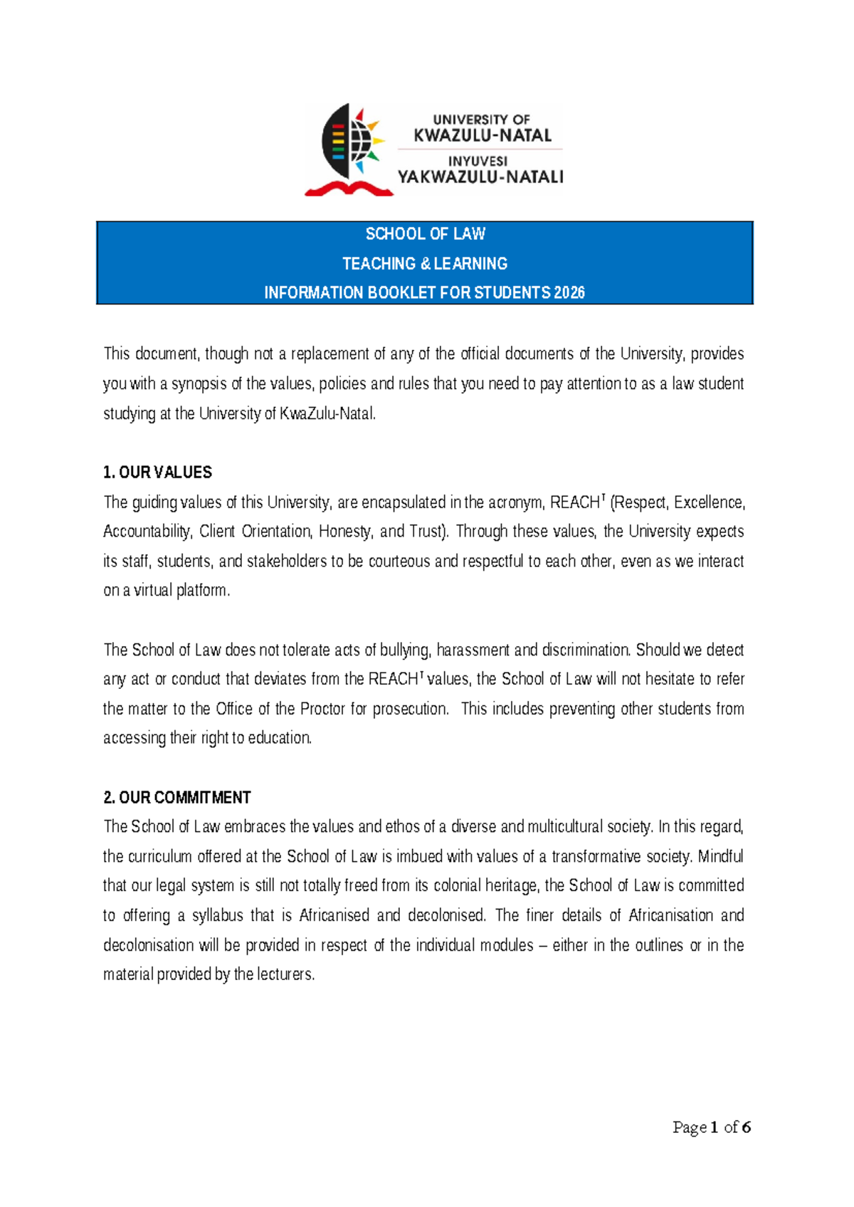 Information Booklet for LLB Students 2026: Values & Support - Studocu