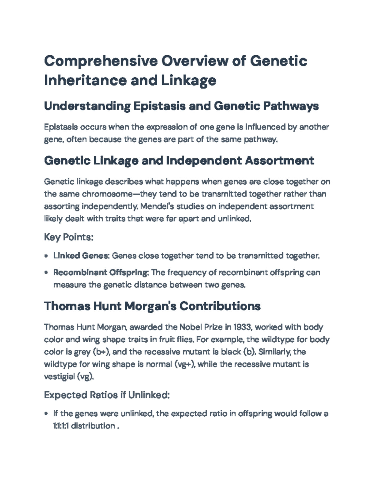 Genetics Overview: Inheritance, Linkage & Epistasis Concepts ...