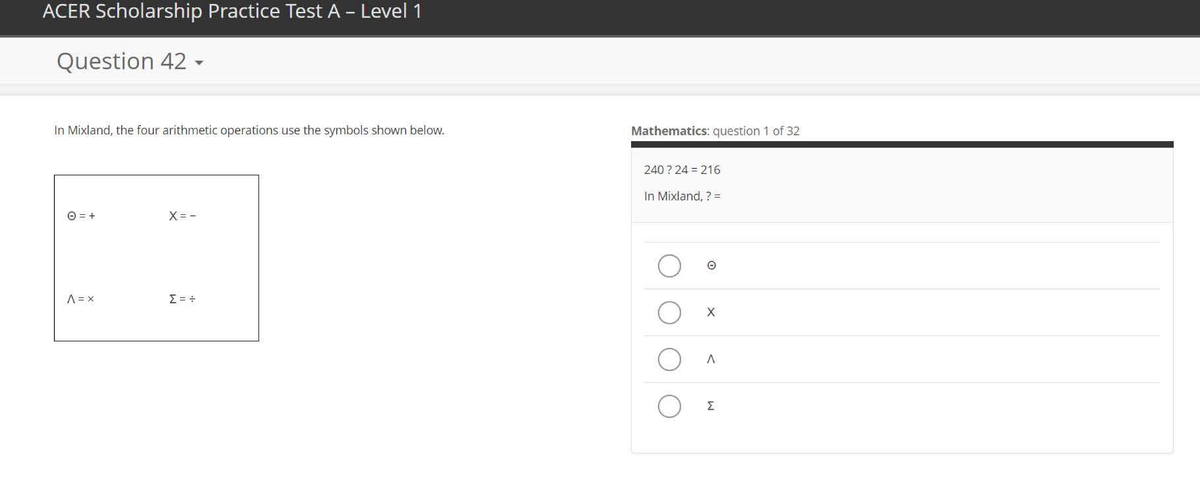 ACER Mathematic - practice test for scholarship exams - ACER ...