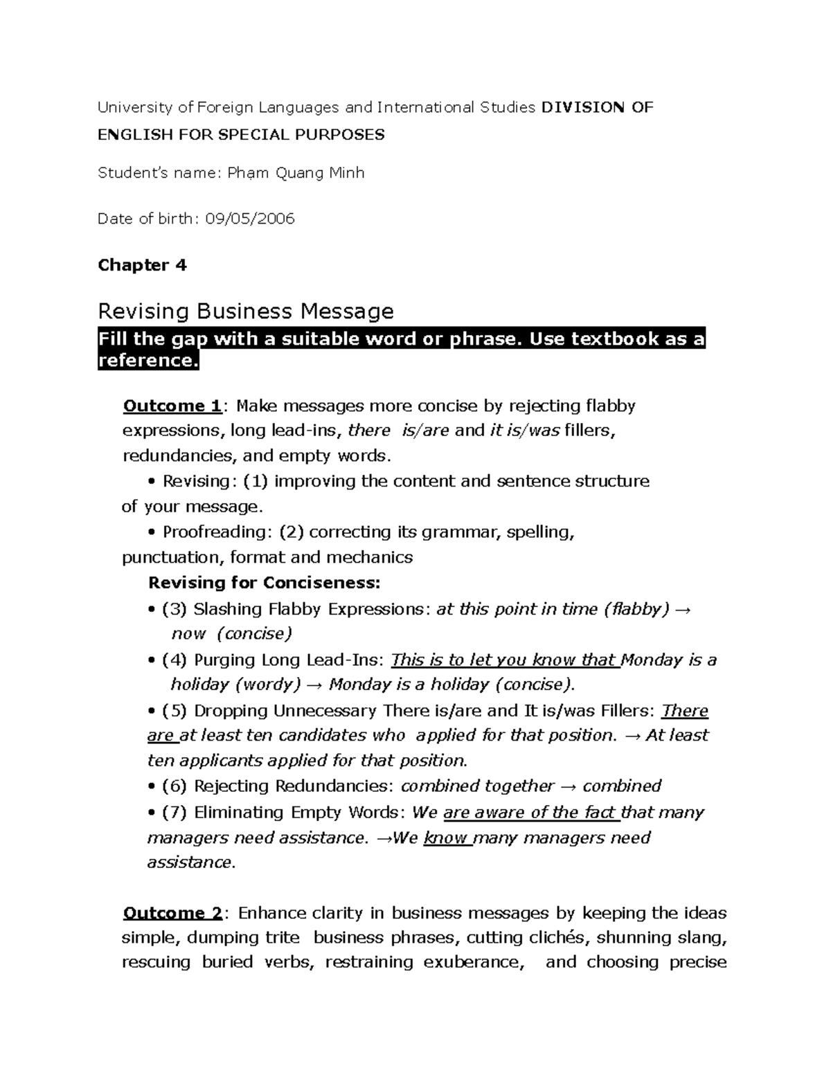 LT BC CHAP 4 - Revising Business Messages: Key Techniques and Tips ...