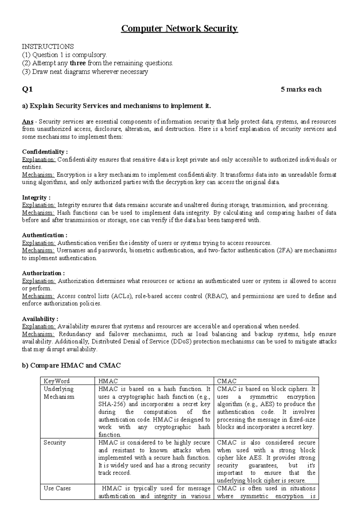 CNS QP - Computer Network Security Question Paper Overview - Studocu