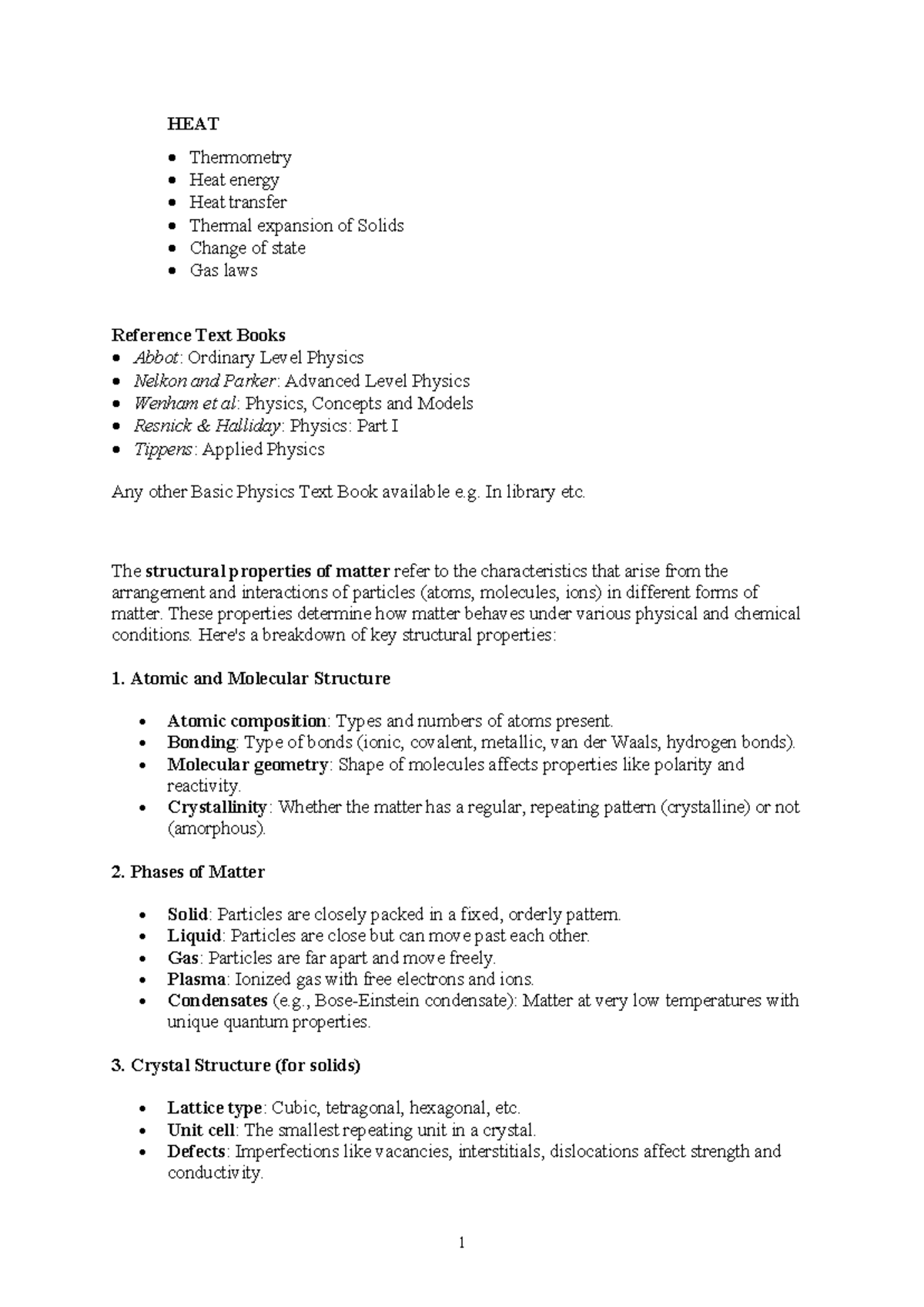 HEAT PHYS 101: Thermometry, Heat Transfer, and Properties of Matter - Studocu