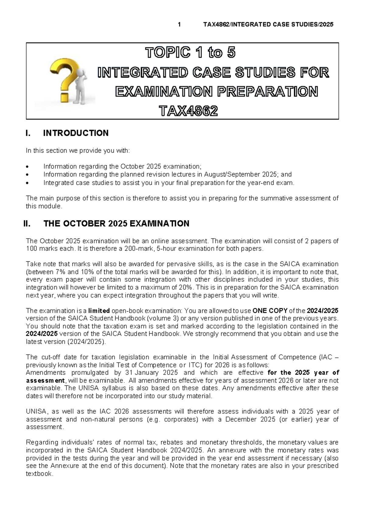 TAX4862 2025 Integrated Case Studies for Exam Prep - Studocu