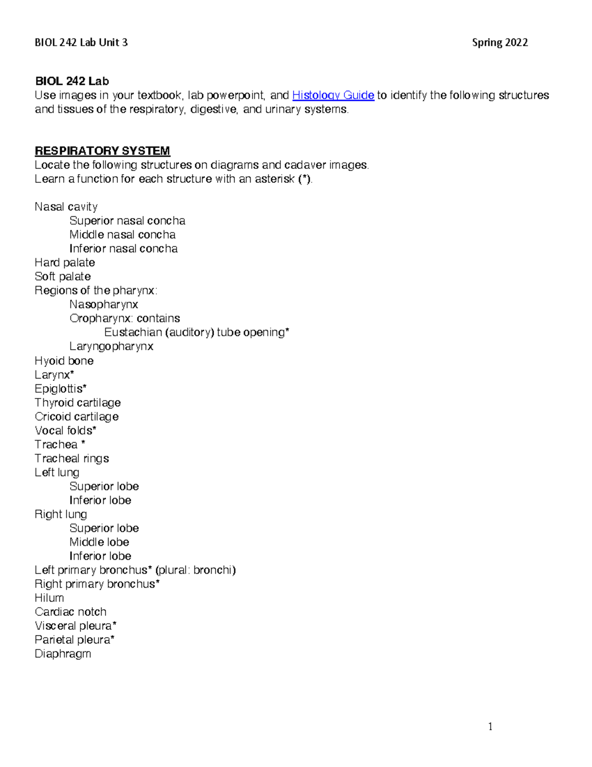 Unit 3 Lab Handout - lab - BIOL 242 Lab Use images in your textbook ...