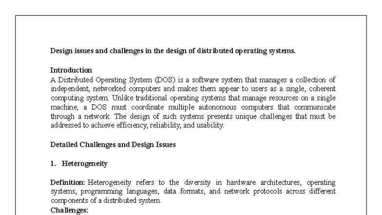 Design Issues & Challenges in Distributed Operating Systems (CS 101 ...