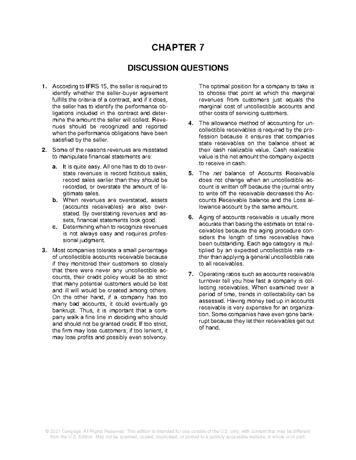 Chapter 7 - the answer for the practice - © 2021 Cengage. All Rights ...