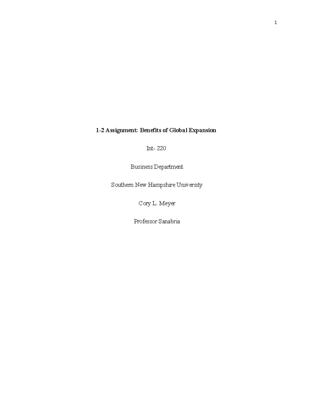 INT-220 Module 1: Introduction to Global Market Expansion - Studocu