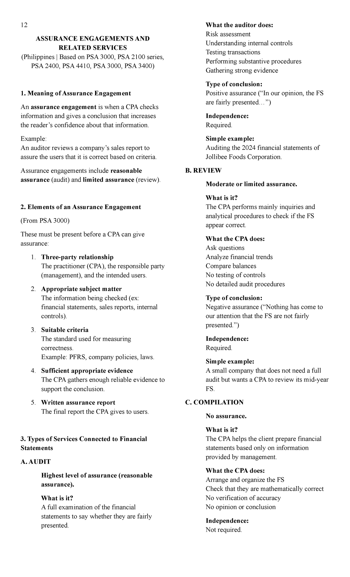 Auditing Module 12: Assurance Engagements & Related Services - Studocu
