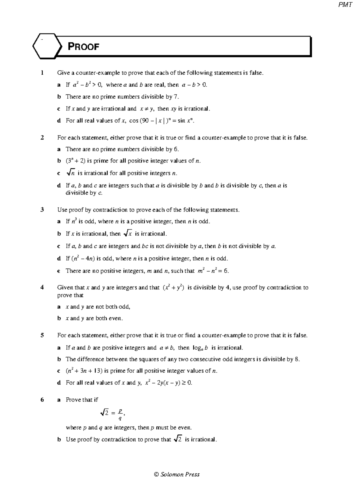 PMT 1a: Proof Techniques and False Statement Analysis - Studocu