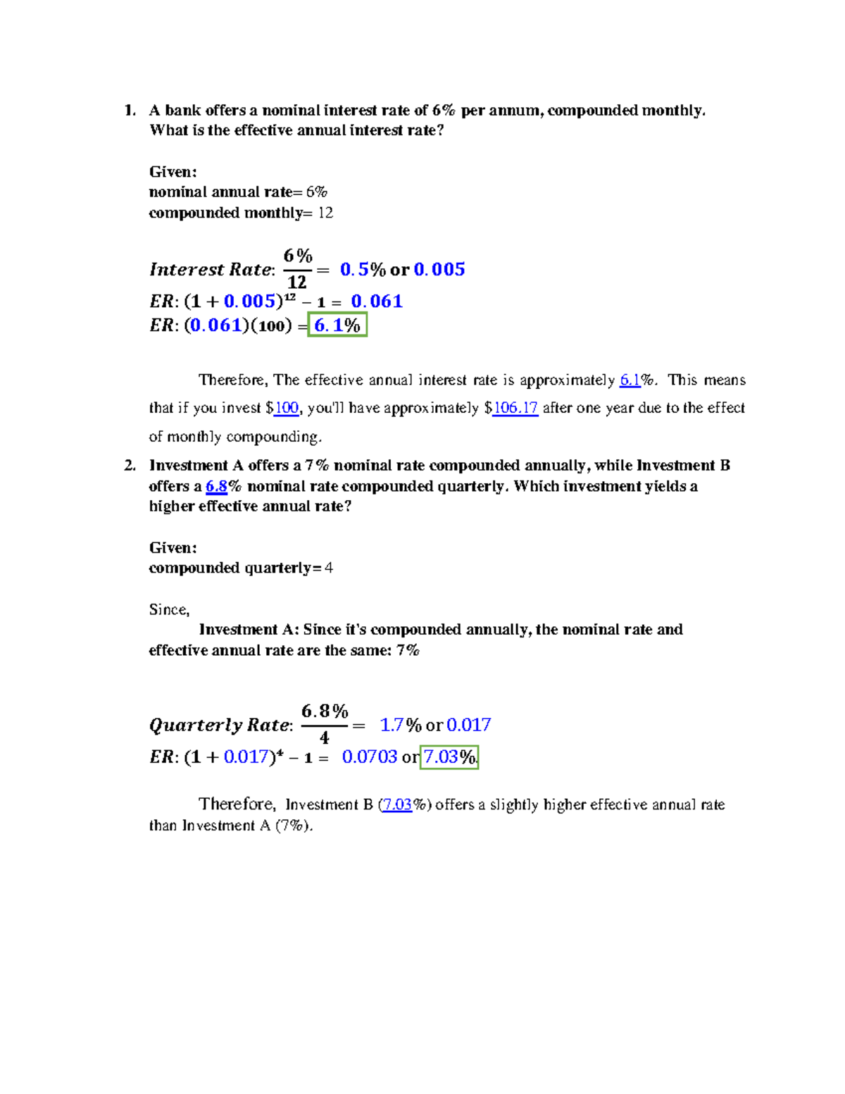 Nominal vs Effective Interest Rates: MORA Study Guide - Studocu