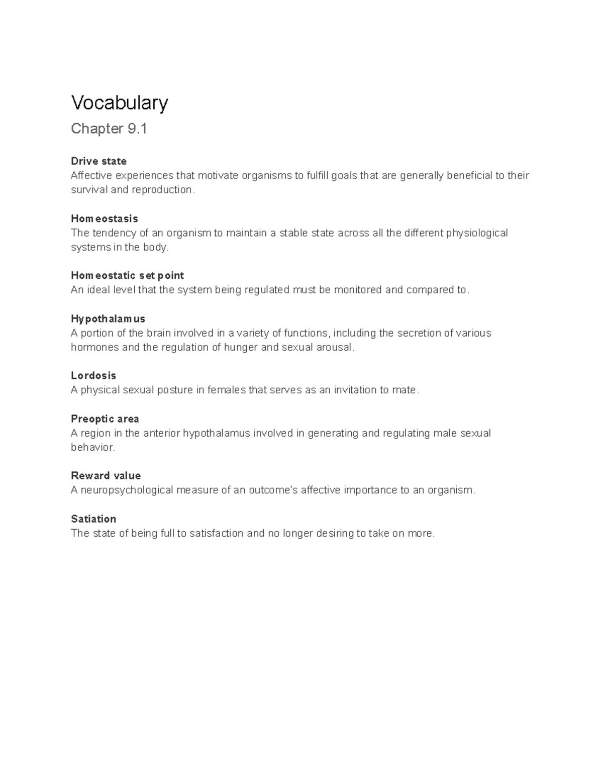 Pysch 101 Vocab Ch 9-11 - Motivation and Emotion, Personality, Social ...