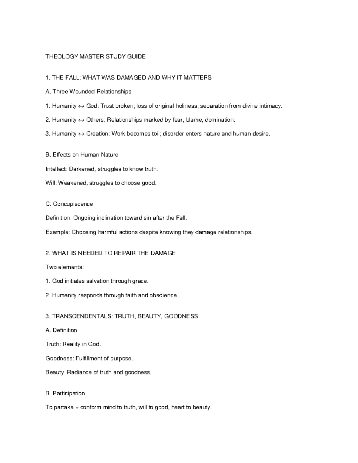 THEOLOGY 101 FINAL STUDY GUIDE: THE FALL AND REDEMPTION INSIGHTS - Studocu