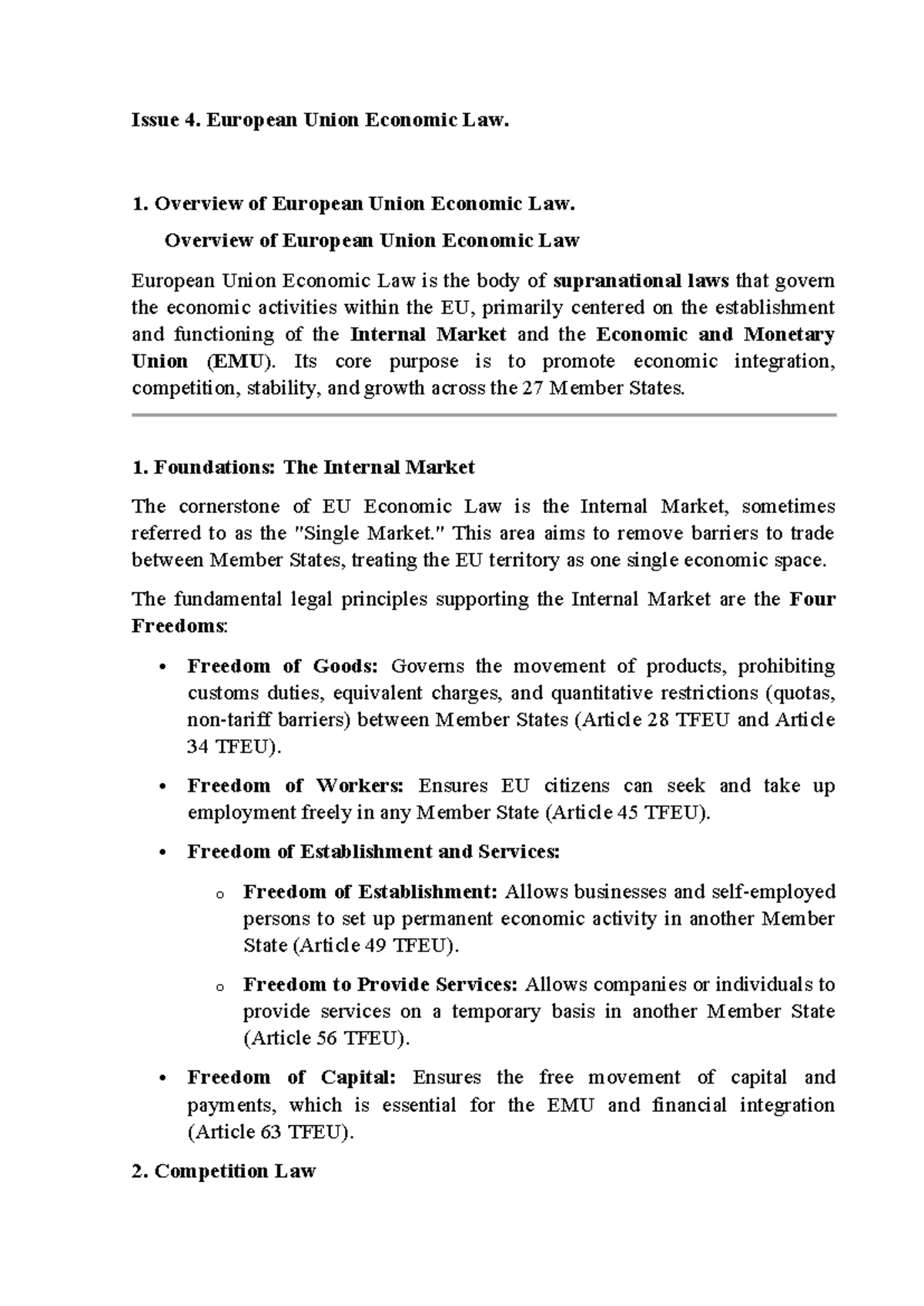 4. EU Economic Law: Overview and Key Principles - Studocu