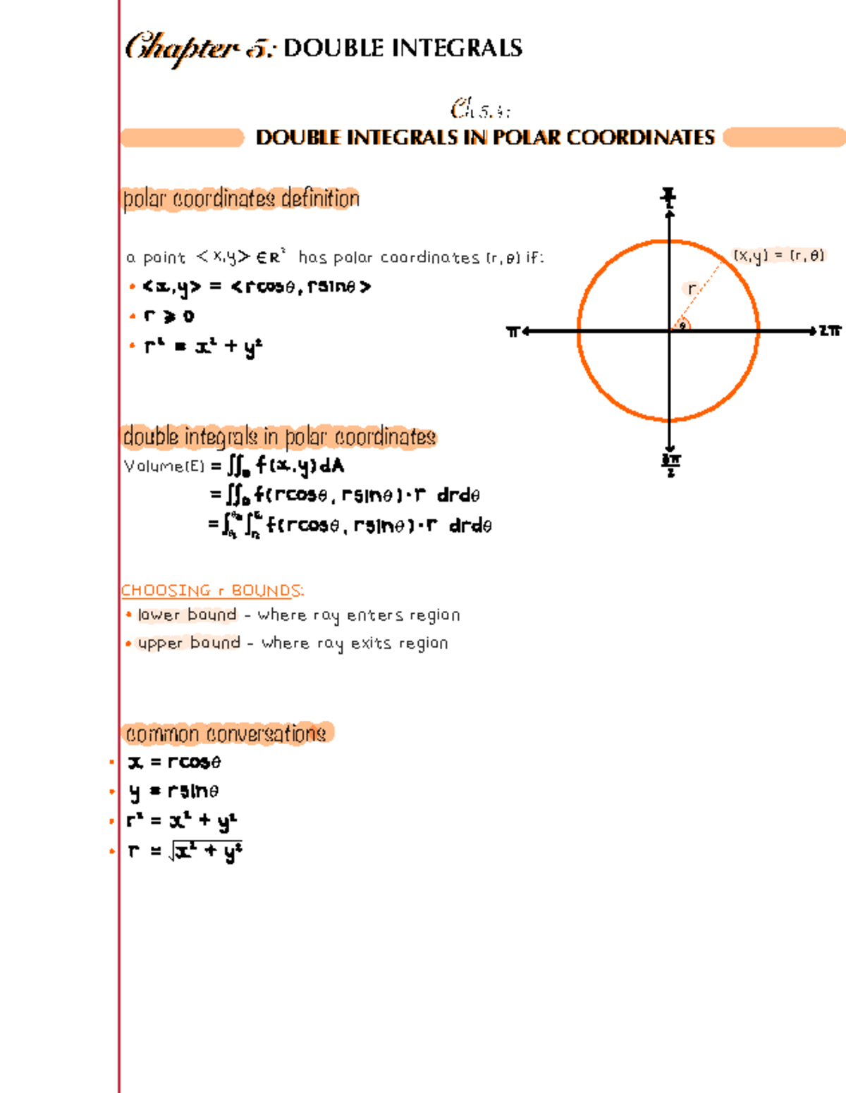 Ch 5.4: Double Integrals in Polar Coordinates - Volume Analysis - Studocu