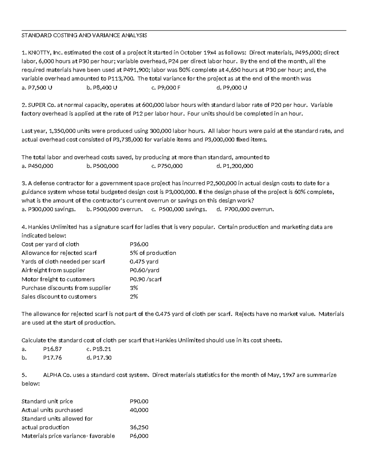 Standard Costing & Variance Analysis: Key Concepts & Examples (Course ...