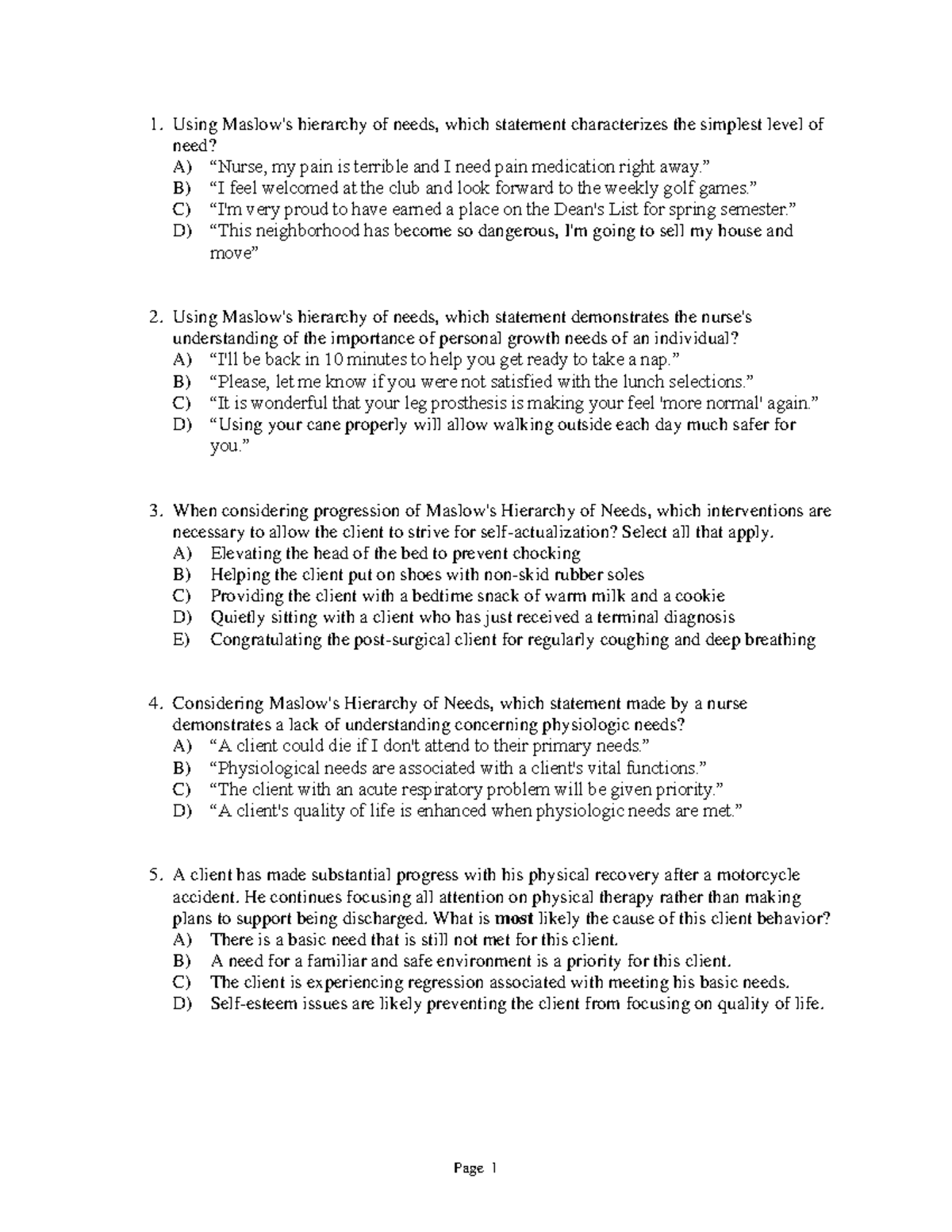 Chapter 5: Understanding Basic Human Needs through Maslow's Hierarchy - Studocu