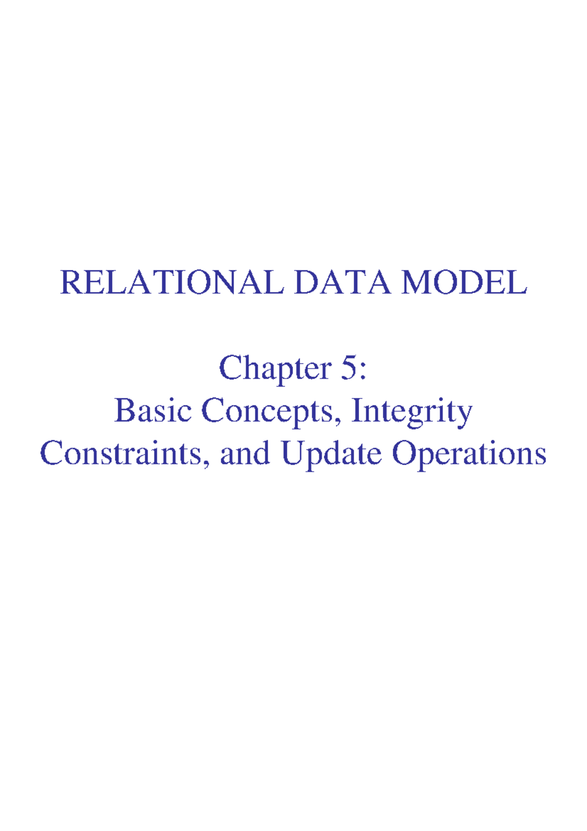 05-Relational Model Basics: Concepts & Integrity Constraints - Studocu