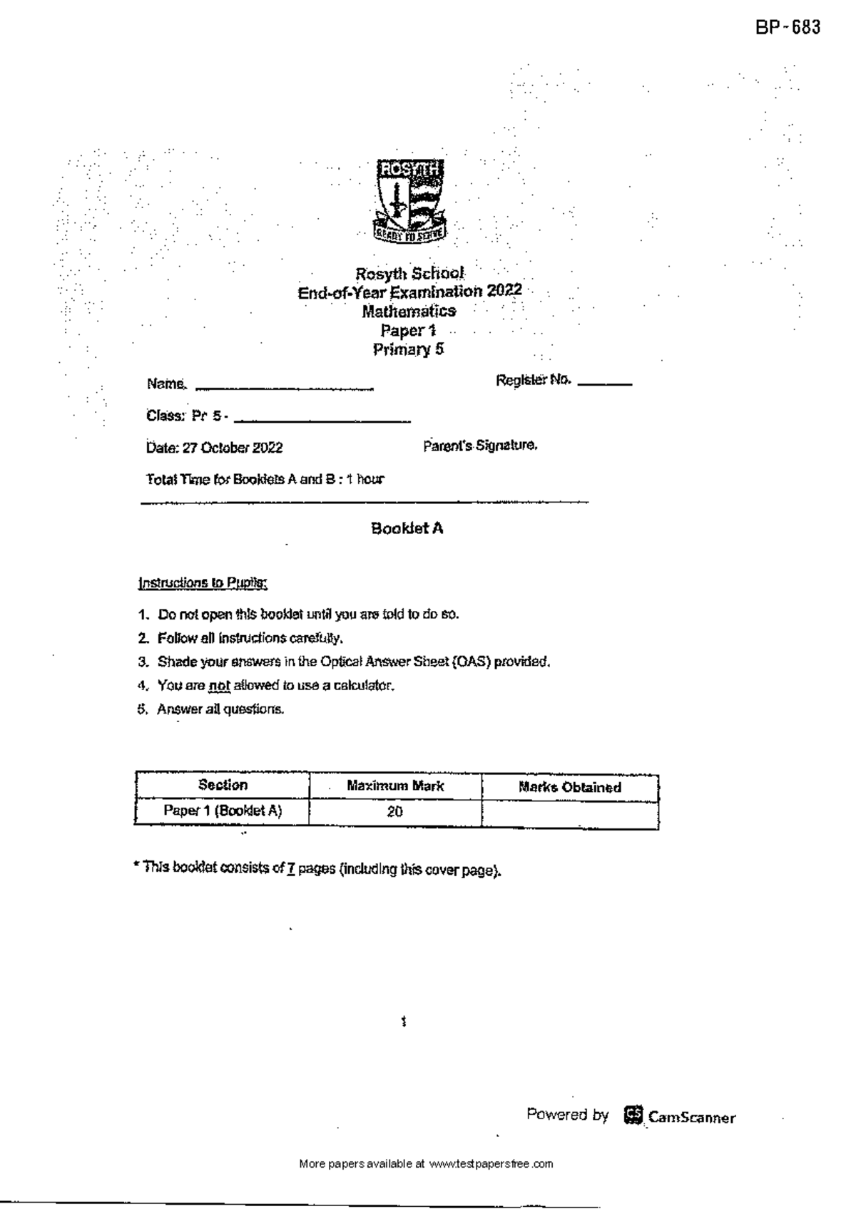P5 Maths 2022 SA2 Exam Papers Collection - Studocu