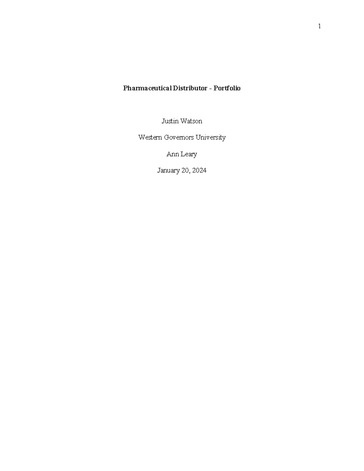BKM3 Task 1 - Passed - Pharmaceutical Distributor - Portfolio Justin ...