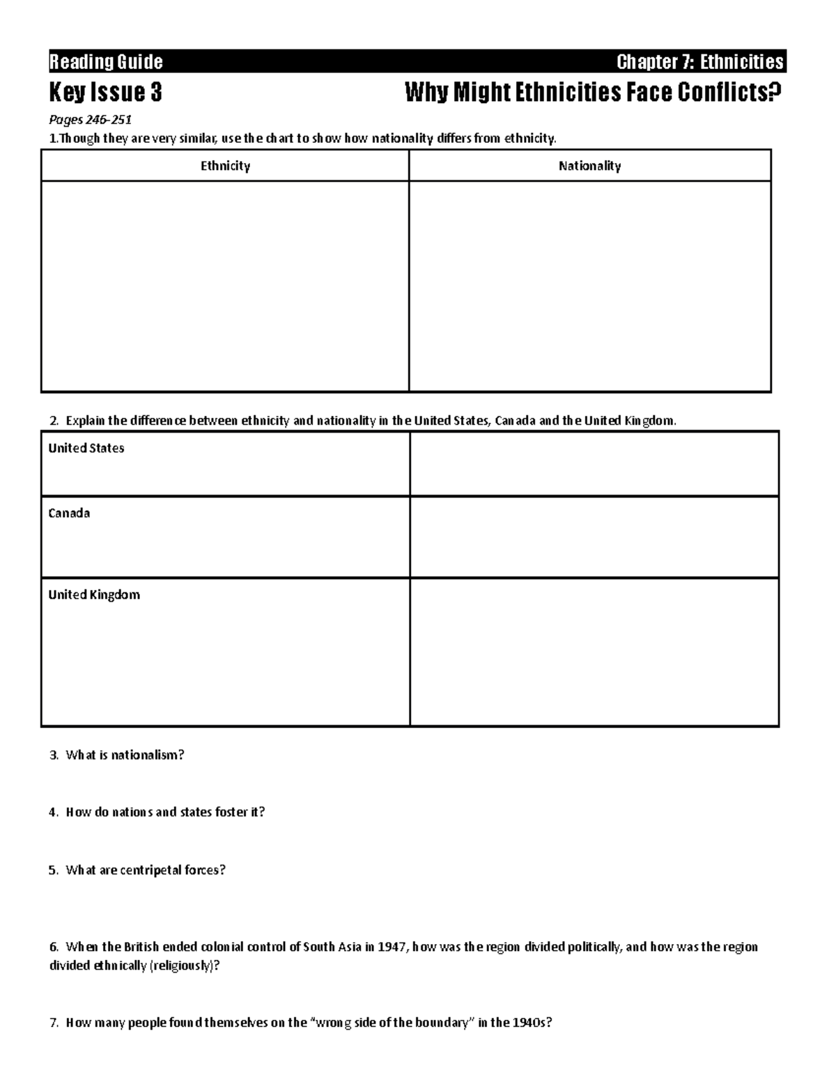 7.3 Key Issues in Ethnic Conflicts: Reading Guide for Chapter 7 - Studocu