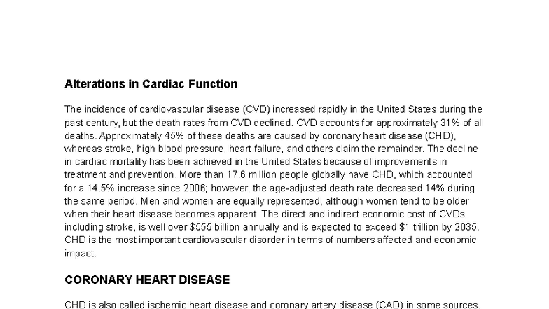 Chp. 18 Altercations in Cardiac Function - Alterations in Cardiac ...