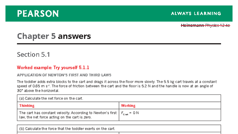 Heinemann Physics 12 4 Chapter 5 Textbook Answers and Worked Examples ...
