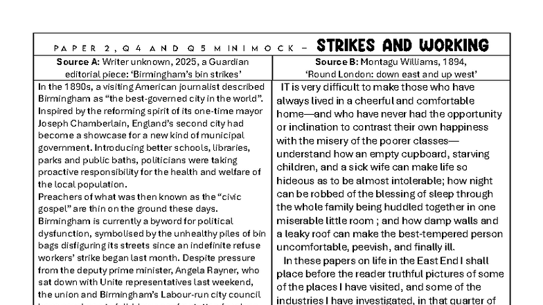 PAPER 2: Q4 & Q5 Mini Mock on Strikes & Working Conditions - Studocu