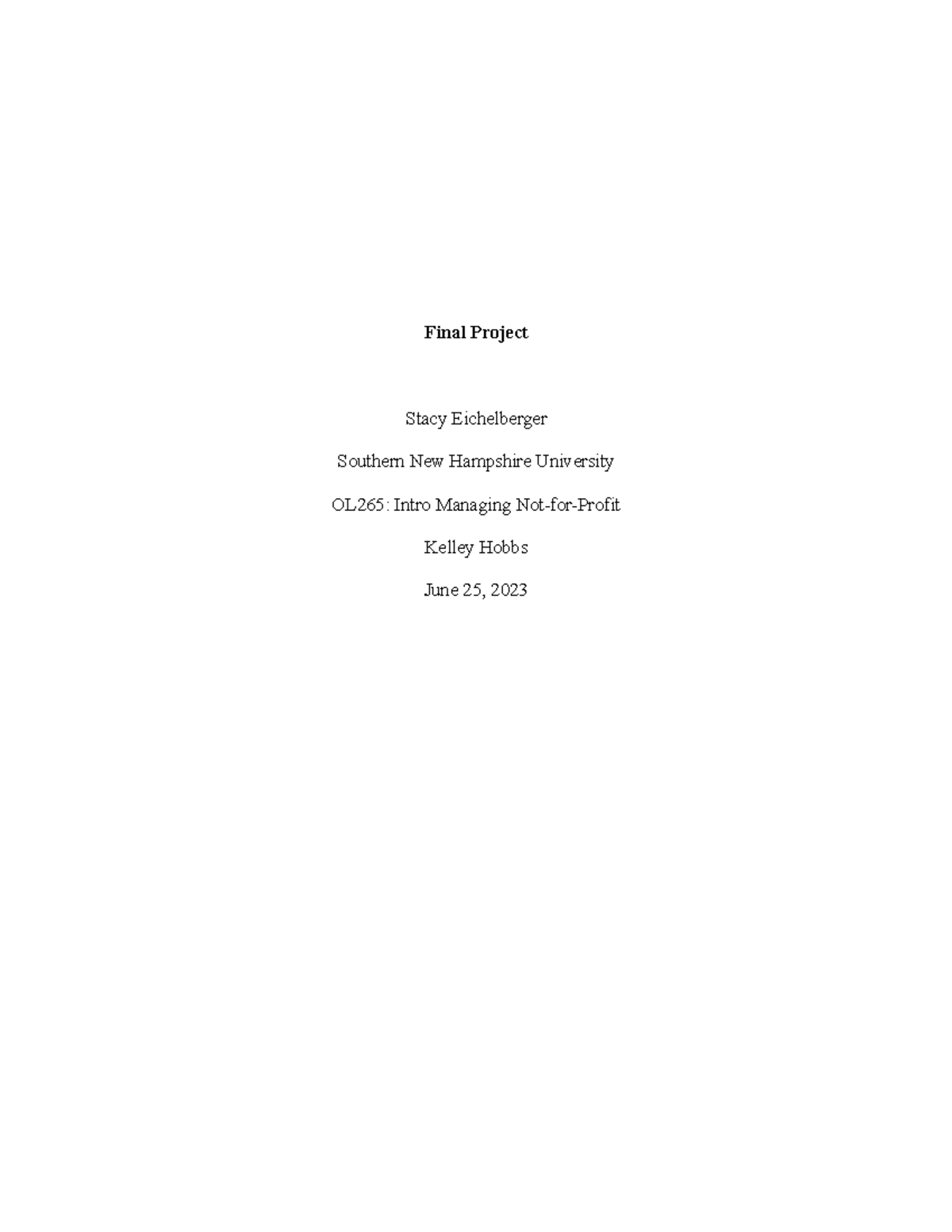 OL265 Module 8: Final Project on We Are 2nd Act Organization - Studocu