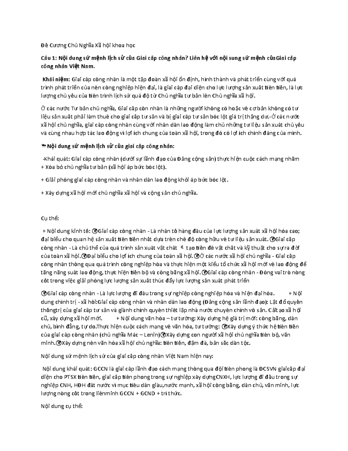 Đề Cương Chủ Nghĩa Xã hội khoa học - Đềề C ương Ch ủ Nghĩa Xã h i khoa h cộ ọ Câu 1: N i dung sộ ...