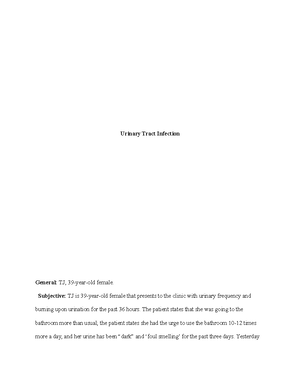 Soap Note #3 UTI - soap note - Subjective: A 25-year-old female ...