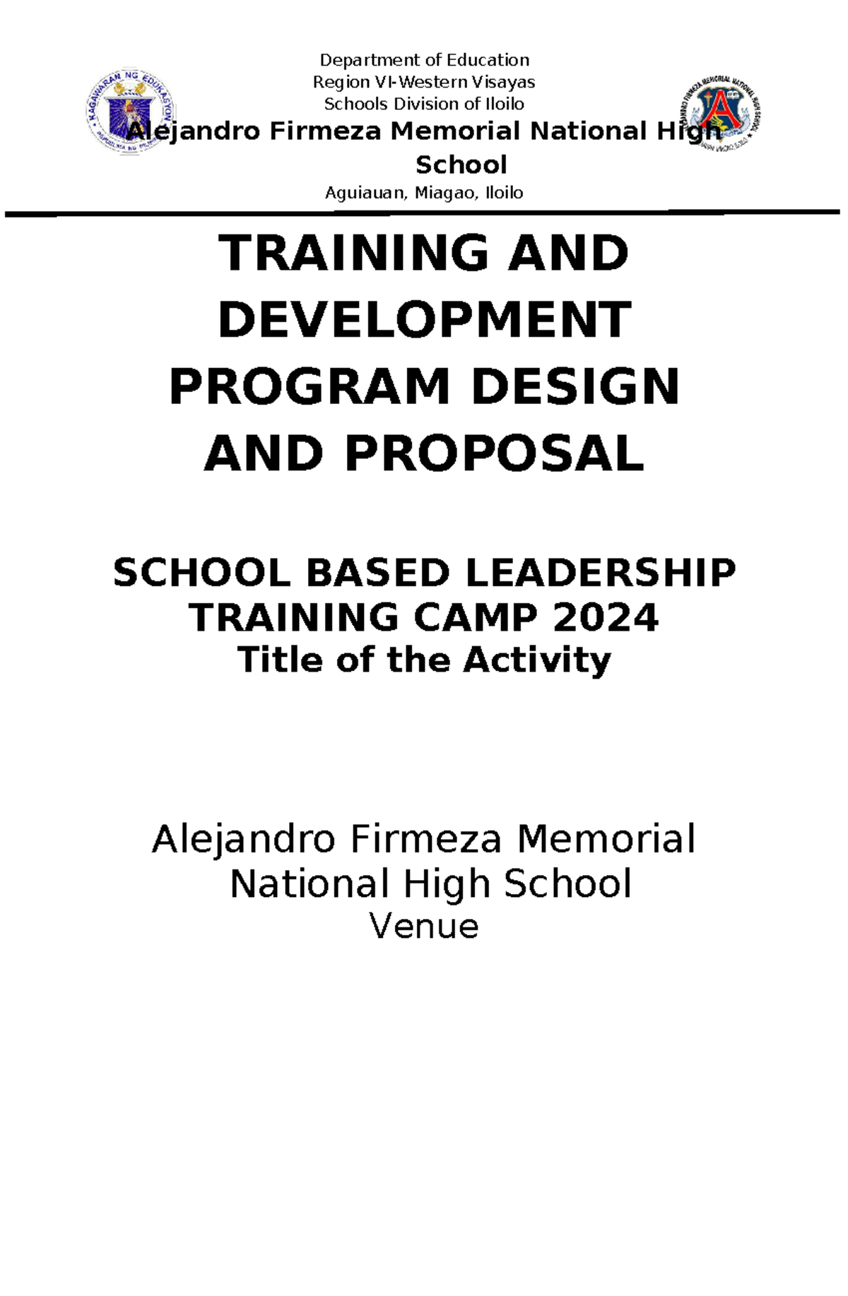 SSLG SBLTC 2024 Program Design & Proposal for Leadership Training - Studocu