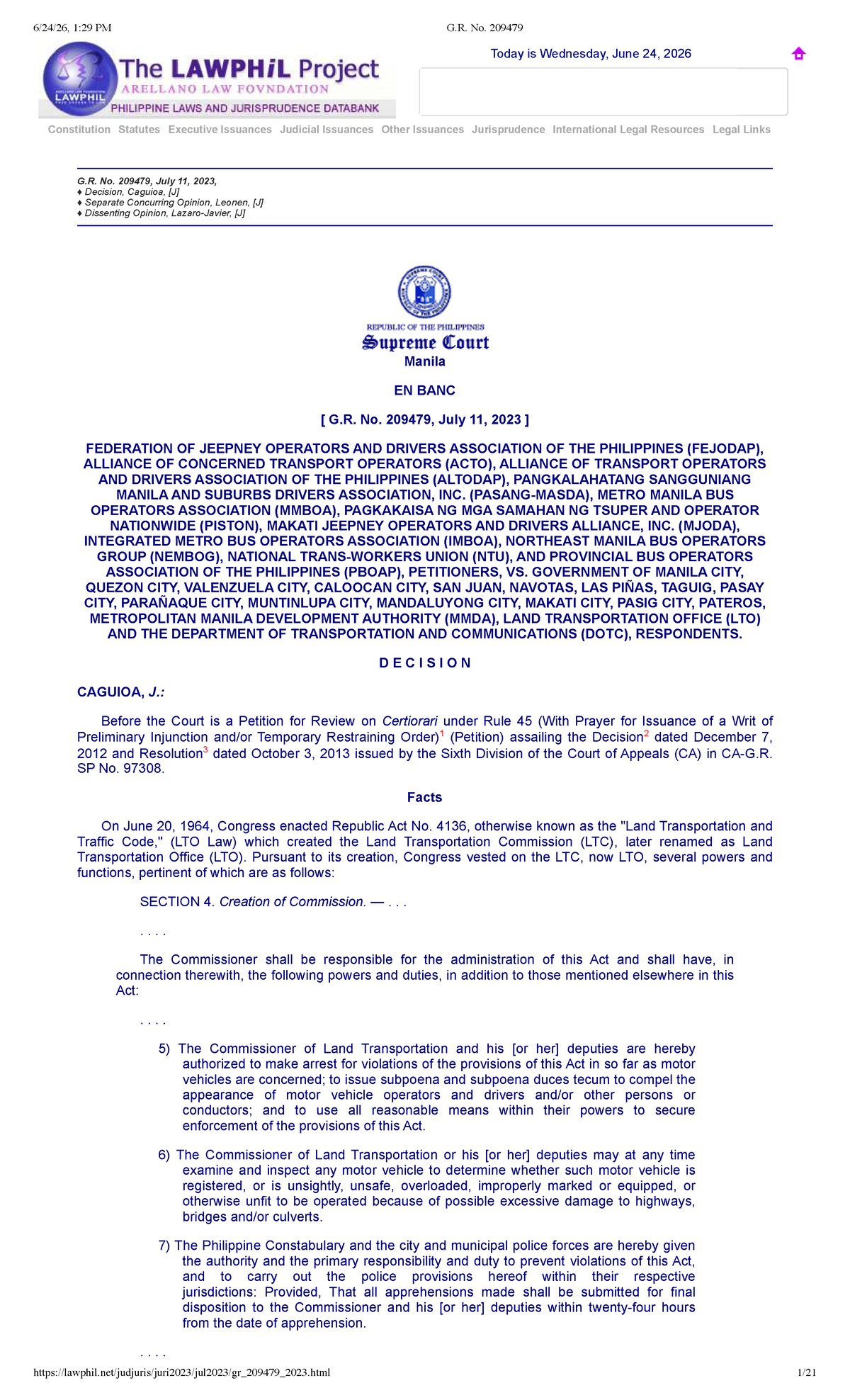 G.R. No. 209479 - Lecture Notes on Traffic Management and Legal ...