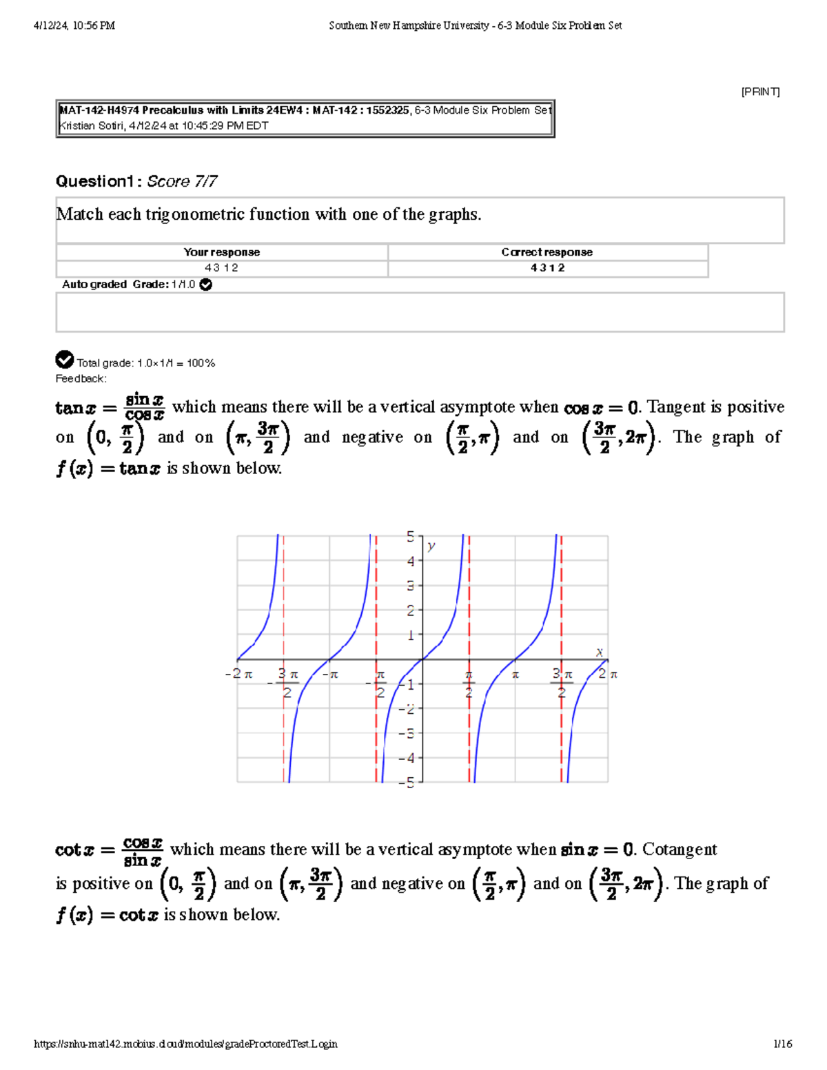 Module 6 - Problem Set - [PRINT] MAT-142-H4974 Precalculus with Limits ...