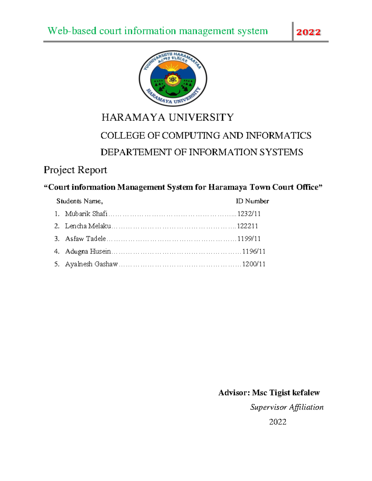 Web-based Court Information Management System - Project Report - Studocu