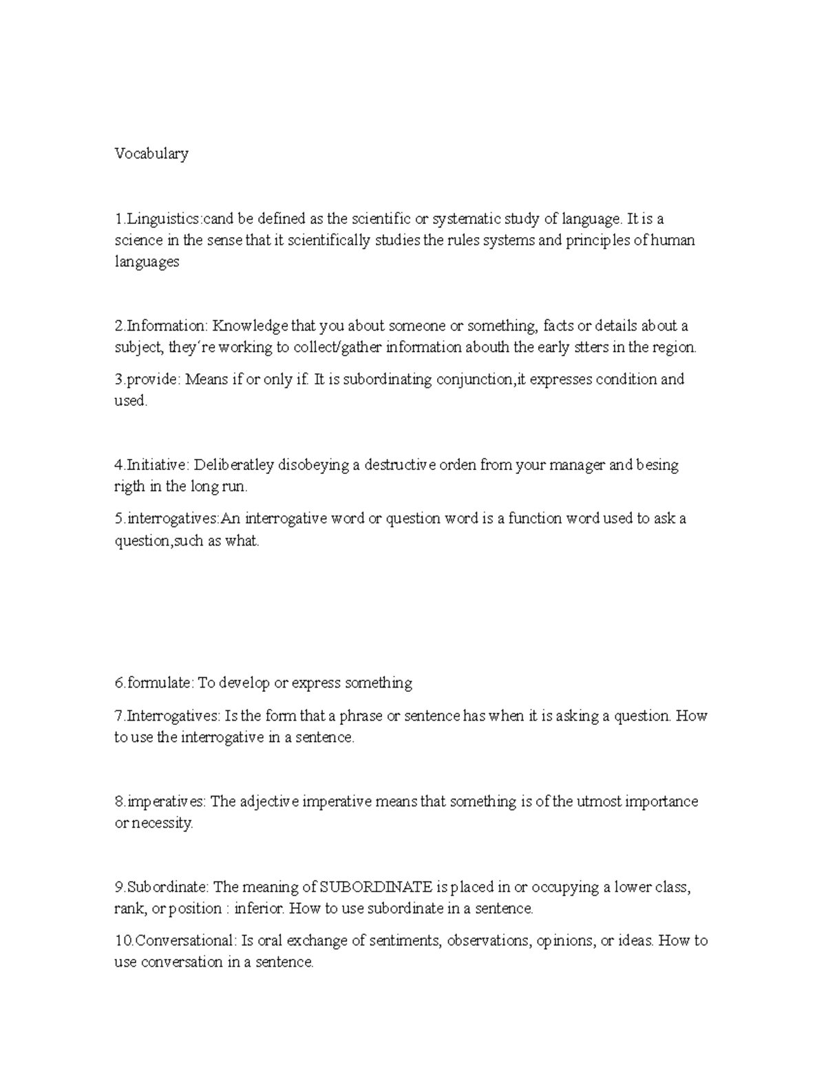 Vocabulary Study Notes for Linguistics Course (LNG101) - Studocu