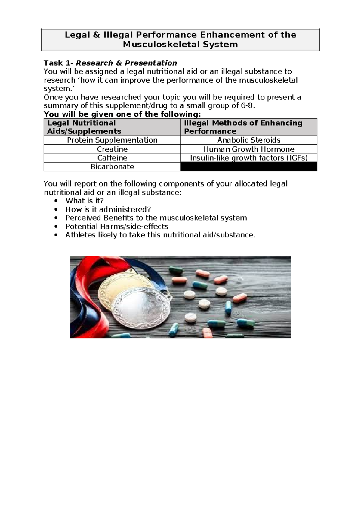 Legal vs Illegal Performance Enhancers for Musculoskeletal Health - Studocu