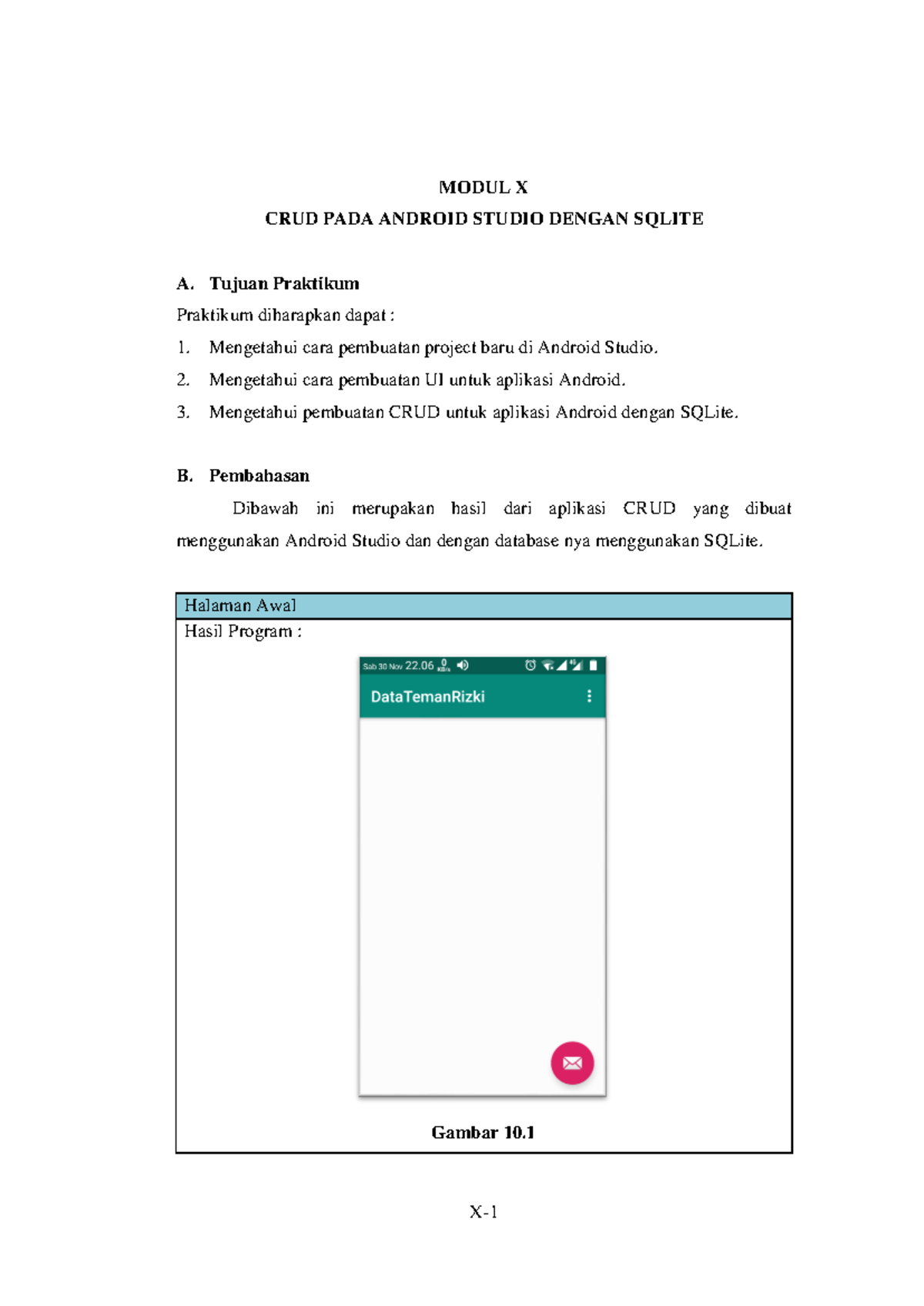 Laporan Praktikum CRUD pada Android Studio dengan SQLite - Modul X - Studocu