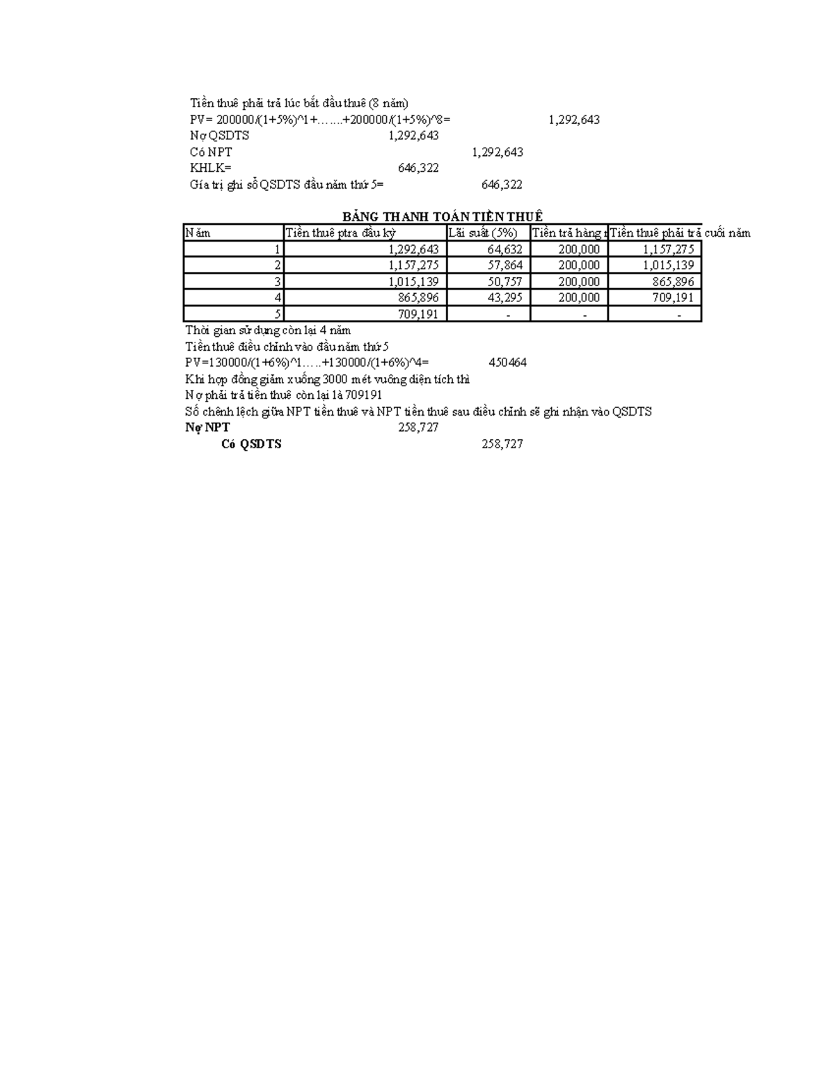 BT6 - Bai tap6.7_IFRS_KTQT - Tiền thuê phải trả lúc bắt đầu thuê (8 năm ...