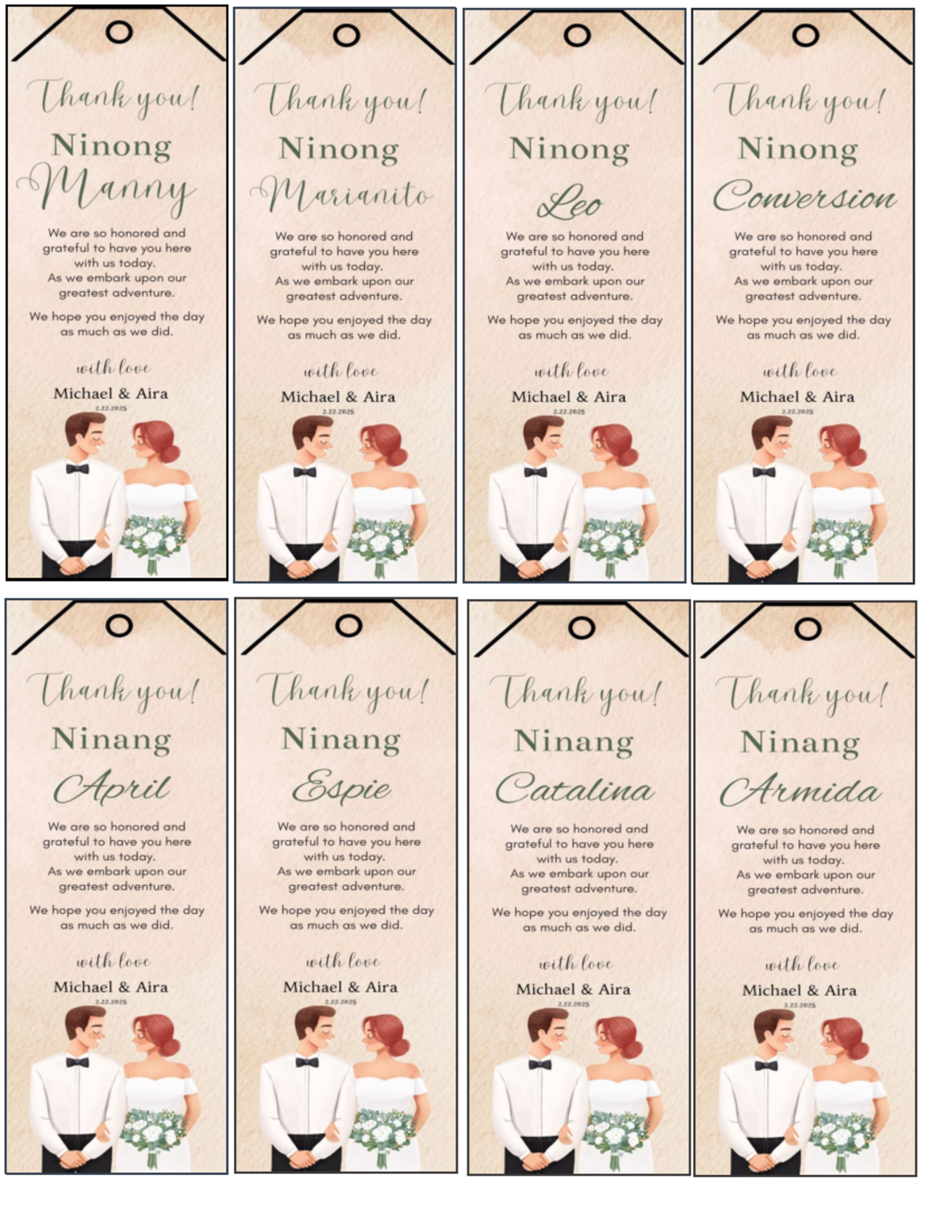 Ninong at Ninang Tag - Template - O O O O Thank you! Thank you! Thank ...