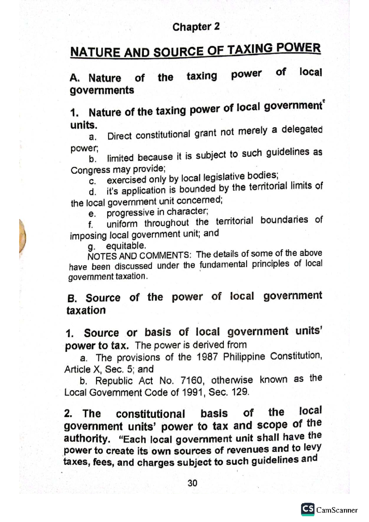 TAX 2: Nature and Source of Local Government Taxing Power - Studocu