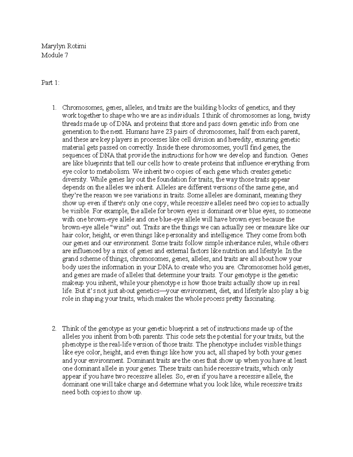 Genetics Fundamentals - Module 7 Assignment Insights - Studocu