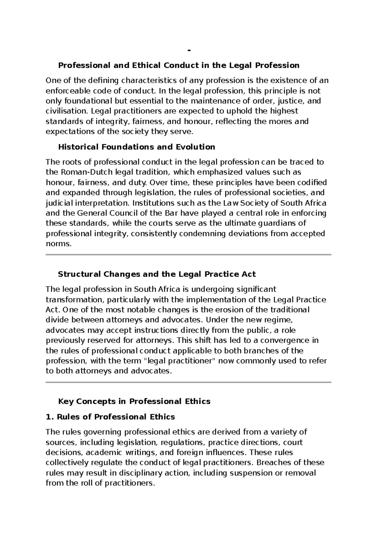 LPLS CHAPTER 3: Professional and Ethical Conduct in Legal Practice ...