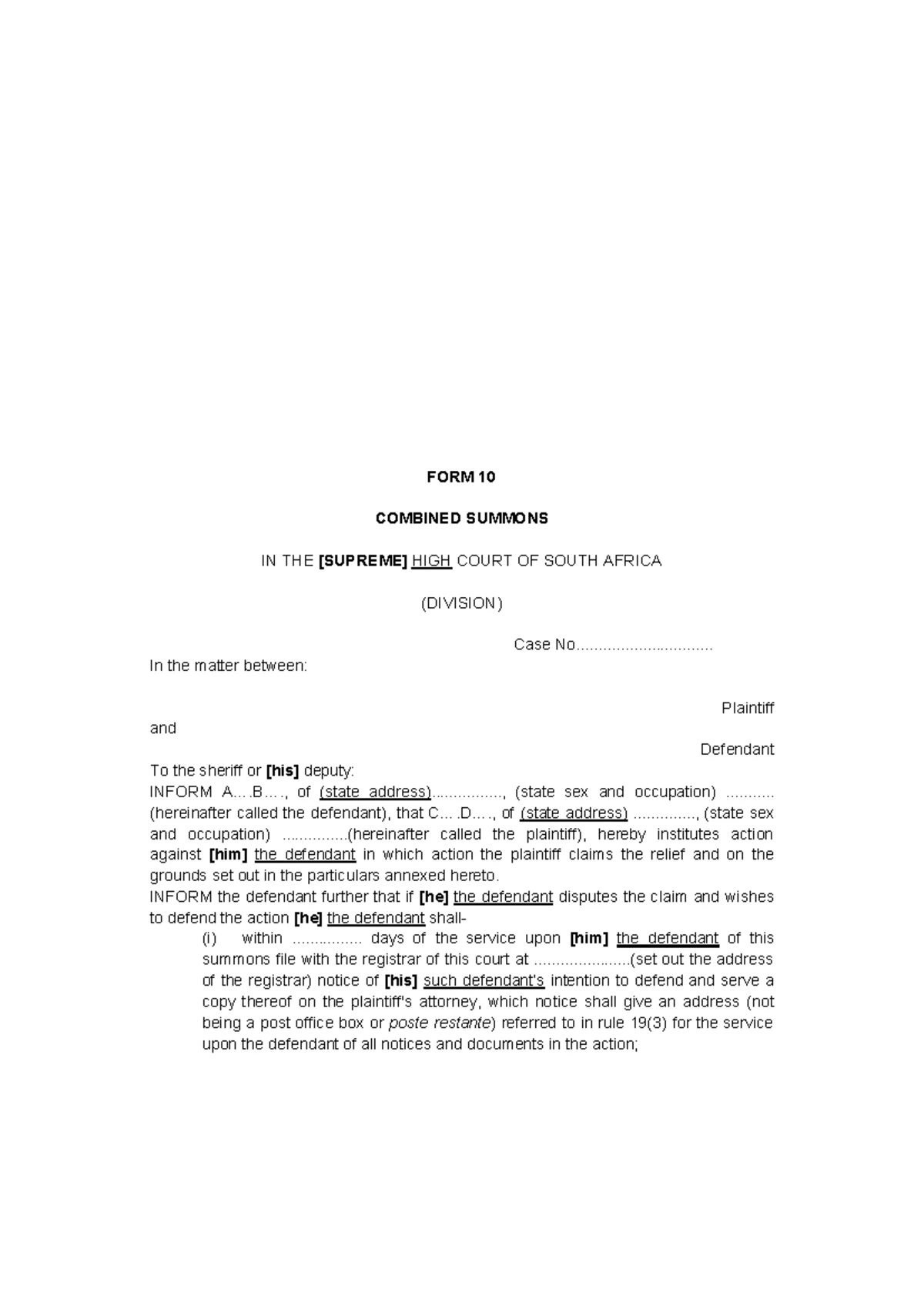 Uniform Rules of Court - SUPREME COURT ACT Act 59 of 1959. UNIFORM ...